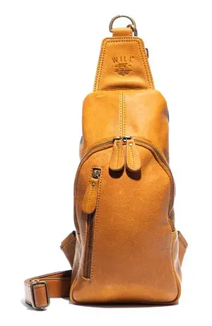 Will Leather Goods Zip Around Leather Sling Bag - Tan