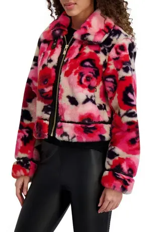 Karl Lagerfeld Paris Python Print Faux Fur Jacket