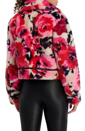 Karl Lagerfeld Paris Python Print Faux Fur Jacket - Pink Multi
