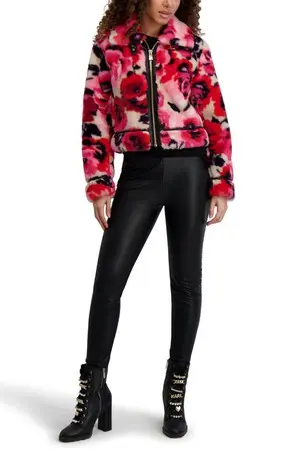 Karl Lagerfeld Paris Python Print Faux Fur Jacket - Pink Multi
