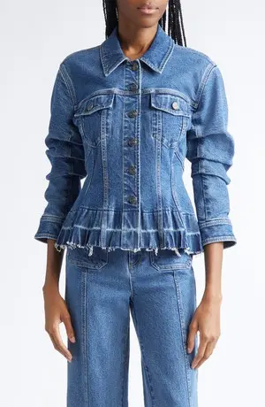 Cinq À Sept Gina Peplum Denim Jacket