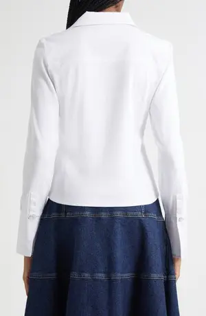 Cinq À Sept Lyric Button-up Knit Shirt - White/white