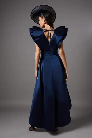 Coast Frill Sleeve V-neck Midi Dress - Navy