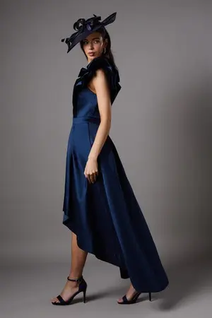 Coast Frill Sleeve V-neck Midi Dress - Navy