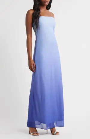 JUMP APPAREL Metallic Ombré Strapless Gown