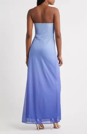 JUMP APPAREL Metallic Ombré Strapless Gown