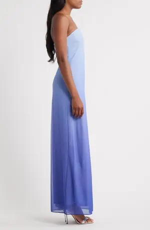 JUMP APPAREL Metallic Ombré Strapless Gown