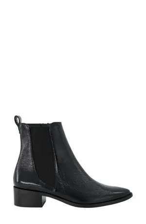 Paul Green Celina Pointed Toe Bootie - Black Crinkled Patent