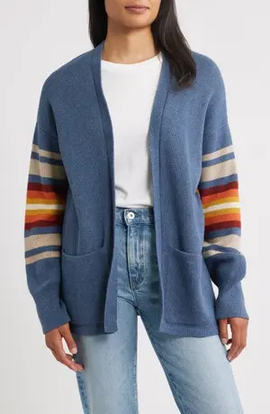 Pendleton Sierra Springs Open Front Cardigan - Dusty Blue Heather