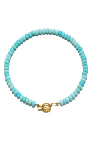 Sequin Opal Candy Beaded Choker Necklace - Light Blue