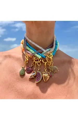 Sequin Opal Candy Beaded Choker Necklace - Pink