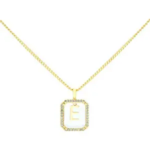 LA MENO Crystal Letter Pendant Necklace Crystal - E