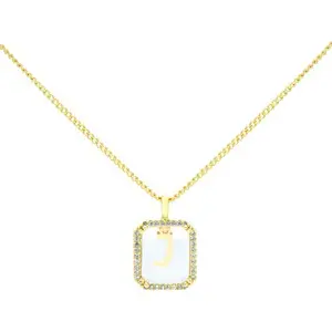 LA MENO Crystal Letter Pendant Necklace Crystal - J