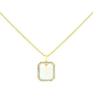LA MENO Crystal Letter Pendant Necklace - Crystal - K