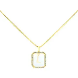 LA MENO Crystal Letter Pendant Necklace Crystal - L