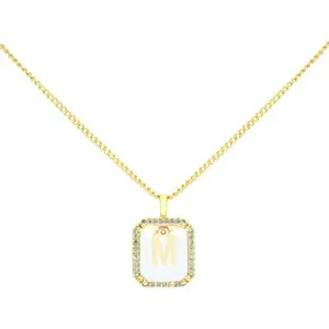 LA MENO Crystal Letter Pendant Necklace - Crystal - M