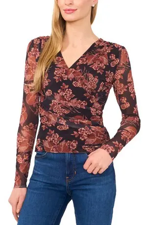 Ted Baker London Floral Mesh Top