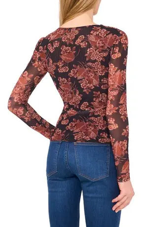 Ted Baker London Floral Mesh Top