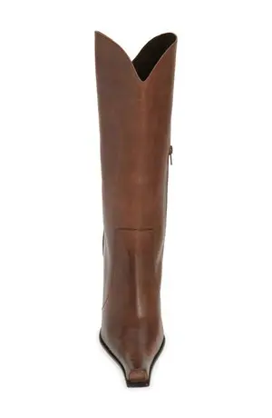 Jeffrey Campbell Dulcimer Pointed Toe Leather Boots - Brown Ruboff Pewter