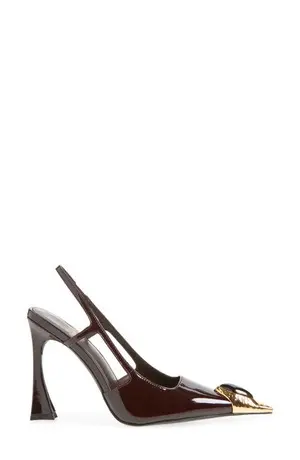 Jeffrey Campbell Sorcerer Pointed Toe Slingback Pumps - Wine Patent Gold Brown