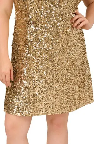 Adrianna Papell Beaded Short Sleeve Shift Mini Dress