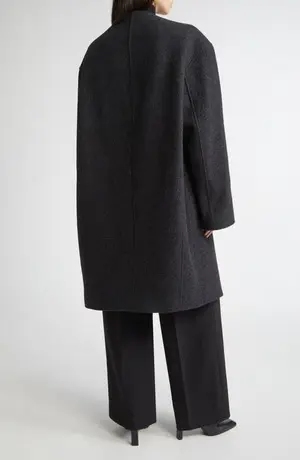 TOTEME Collarless Felted Wool-blend Coat