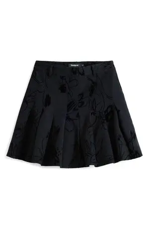 Desigual Floral Embroidered Pleated Mini Skirt