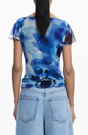 Desigual Boat Neck Mesh T-shirt