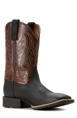 Ariat Sport Big Country Wide Square Toe Cowboy Boot - Basic Black/mahogany