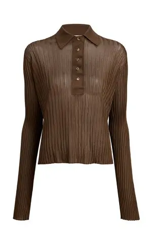 Khaite Vin Ribbed Sheer Top - Brown