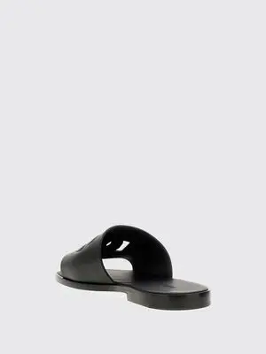 Dolce & Gabbana Embossed Logo Flat Sandals - Black