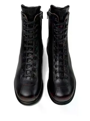 Camper Pelotas Ariel Lace-up Leather Biker Boots - Red