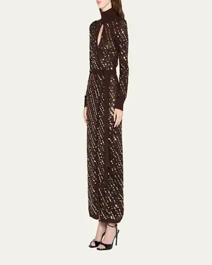 Diane Von Furstenberg X Henry Zankov Murray Sequin Pointelle Knit Maxi Wrap Dress