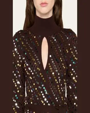 Diane Von Furstenberg X Henry Zankov Murray Sequin Pointelle Knit Maxi Wrap Dress