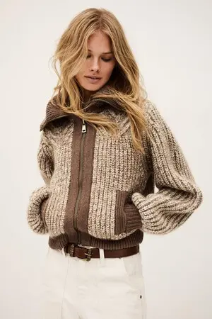 Ba&sh Rabel Knitted Zip Cardigan - Brown