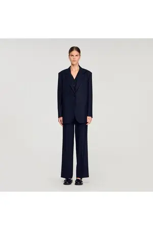 Sandro Striped Rhinestone Suit Jacket - Blue / Navy