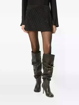 Pinko Rhinestone-embellished Fitted Skirt