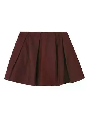 SHUSHU/TONG Cotton Mini Pleated A-line Skirt - Brown