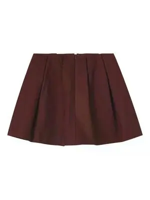 SHUSHU/TONG Cotton Mini Pleated A-line Skirt - Brown