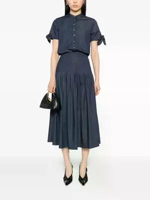 Carolina Herrera Pleated Denim Skirt