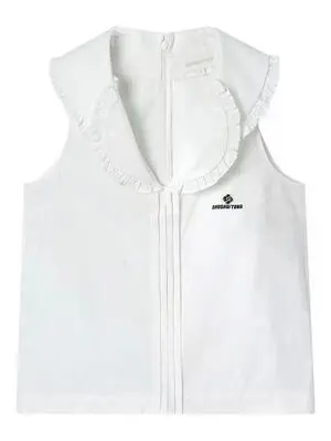 SHUSHU/TONG Sleeveless Top With Ruffled Collar - White