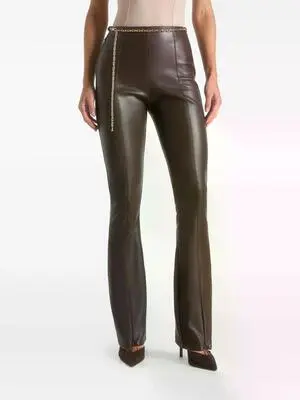Manière De Voir Faux-leather Fit And Flare Pants With Chain Detail - Brown