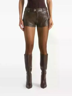 Manière De Voir Maniere De Voir Leather Mini Shorts - Brown