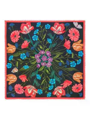 Bimba Y Lola Flower-print Scarf - Black