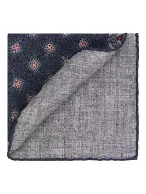 Brunello Cucinelli Geometric-print Pocket Square - Blue