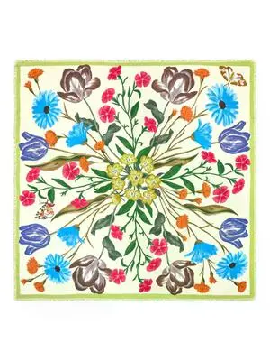 Bimba Y Lola Flower-print Scarf - Green