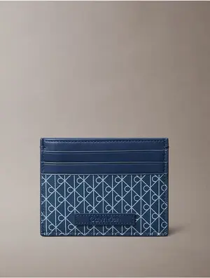 Calvin Klein Allover Emblem Logo Card Case - Denim Blue