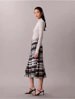 Calvin Klein Printed Flared Midi Skirt