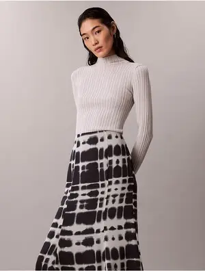 Calvin Klein Printed Flared Midi Skirt