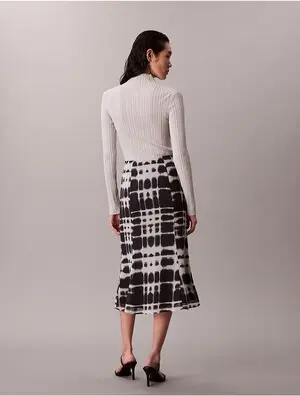 Calvin Klein Printed Flared Midi Skirt